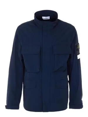 Stone Island Logo Patch Pocket Detail Jacket - Blue