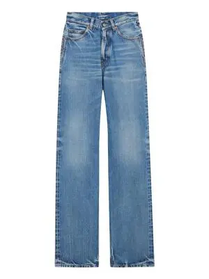 Saint Laurent V-waist Long Baggy Jeans - Blue