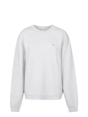 Acne Studios Fleece Crewneck Sweatshirt With Embroidered Face Logo - Grey