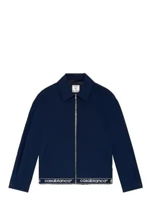 Casablanca Casablanca Zip-Up Collared Jacket With Logo Trim Navy