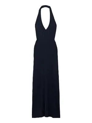 NILI LOTAN Ivenka Ribbed Backless Halter Neck Dress - Black