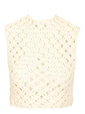 ALAÏA Alaïa Hand-Knotted Crewneck Sleeveless Top