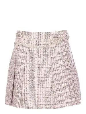 SELF-PORTRAIT Self-Portrait Pleated Chain Belt Mini Skirt No