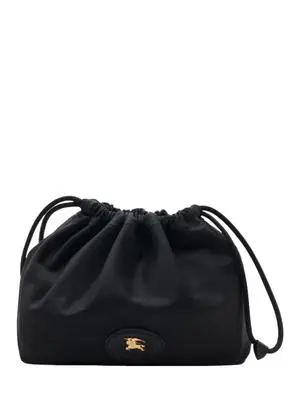 Burberry Logo Plaque Drawstring Pouch - Black