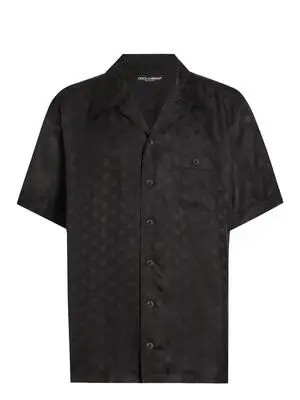 Dolce & Gabbana Dolce Gabbana Monogram Jacquard Short-sleeved Shirt - Black