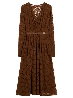 Max Mara Lace Midi Dress - Chocolate-colored