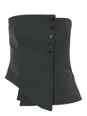 JEAN PAUL GAULTIER Jean Paul Gaultier Strapless Asymmetrical Wool-Blend Twill Bustier