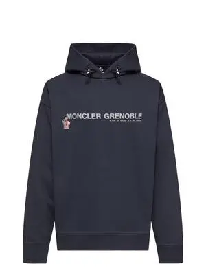 Moncler Logo Printed Long Sleeve Hoodie - Midnight Blue