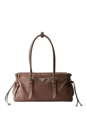 Prada Prada Bonnie Medium Antiqued Leather Tote Bag Chestnut Brown