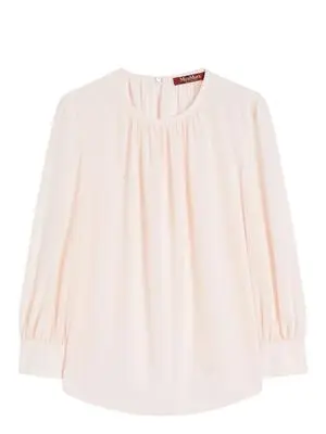 Max Mara Gathered Blouse With Raglan Sleeves And Draped Closure - Pink