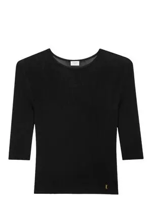 Saint Laurent Saint Laurent Cassandre Crewneck Knitted Top Black