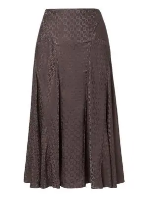 Fendi Fendi Monogrammed A-Line Midi Skirt Black
