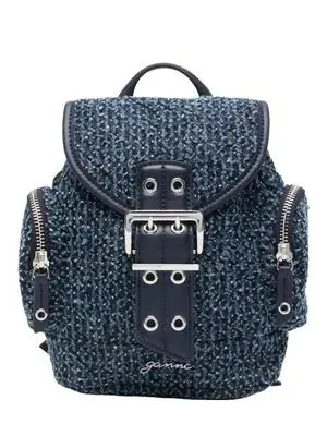 GANNI Buckle Fastened Drawstring Backpack - Blue