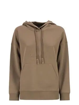 Max Mara Logo Embroidered Hooded Hoodie - Camel