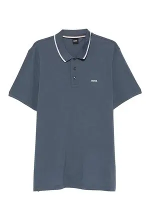 Hugo Boss Logo Trim Polo Shirt - Gray