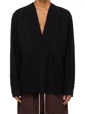 Rick Owens Brushed Cotton Poplin Shirt - Black