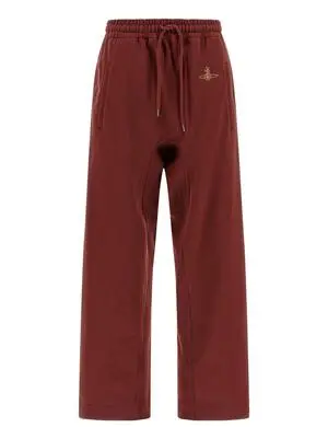 VIVIENNE WESTWOOD Drawstring Logo Embroidered Wide Leg Joggers - Red