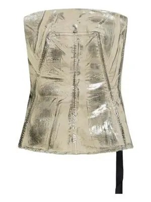 Rick Owens Rick Owens Drkshdw Metallic-Effect Frayed-Edge Off-the-Shoulder Top Silver
