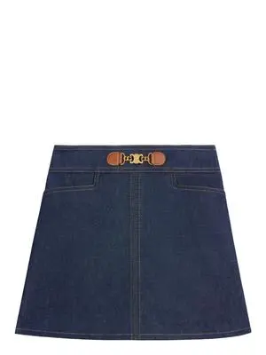 CELINE Celine Mini Skirt In Raw Wash Denim
