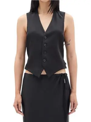 ANN DEMEULEMEESTER V-neck Tailored Waistcoat - Black