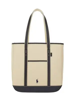 Polo Ralph Lauren Logo Embroidered Tote Bag - Ecru/navy