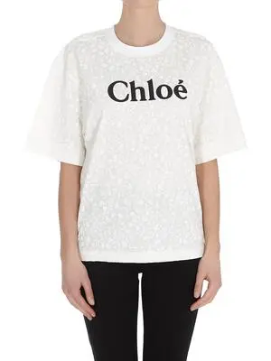 Chloé Logo Printed T-shirt - White