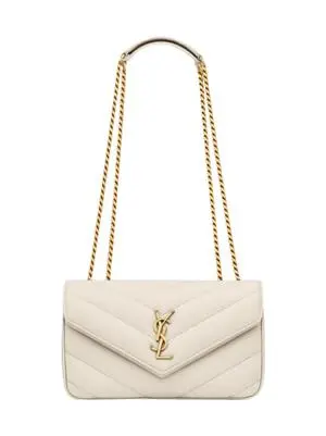 Saint Laurent Loulou Matelassé Small Shoulder Bag - Retro White