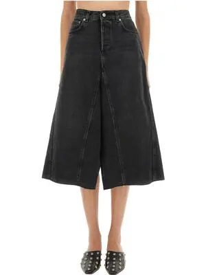 HAIKURE Five-pocket Denim Skirt - Black