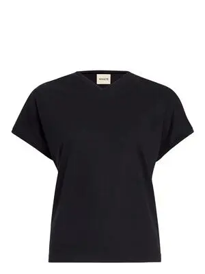 Khaite Khaite Devra V-Neck Short Sleeve Top Black