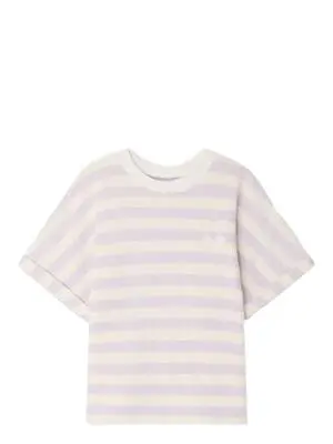 Bonpoint Farah Striped Knit T-shirt With Cherry Appliqu - Lilac