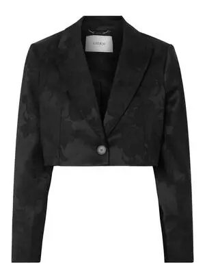 Erdem Genevieve Cropped Floral Jacquard Blazer - Black
