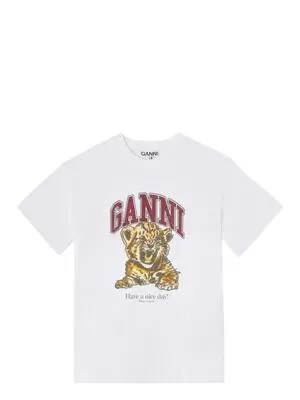 GANNI Graphic Animal Print T-shirt - White