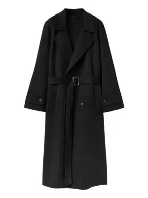 Loro Piana Double-breasted Coat With Leather Trim - Black