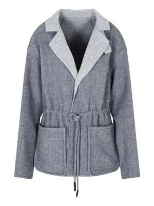 Giorgio Armani Wool And Cashmere Double Cloth Drawstring Jacket - Grey