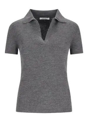 Max Mara Max Mara Albero Ribbed Polo Shirt Gray