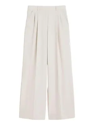 Max Mara High-waisted Wide-leg Wool-blend Trousers - Ivory