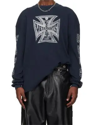 Vetements Crew Neck Long-sleeved T-shirt - Medium Blue