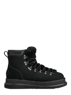 UGG X Sacai Fur-trim Lace-up Ankle Boots - Black