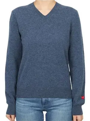 Comme Des Garçons V-neck Long Sleeve Sweater - Blue