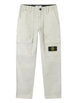 Stone Island Cargo Trousers With Snap Flap Pockets - Pearl Grey