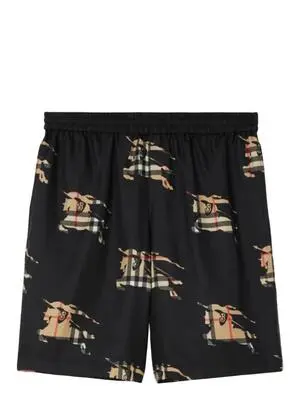 Burberry Knight Print Knee-length Shorts - Black