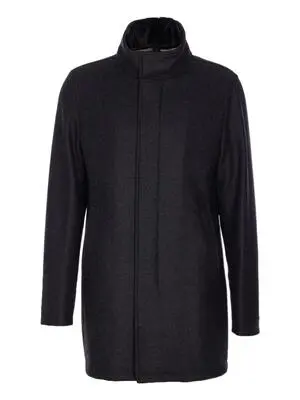 Herno Long Sleeve Zip-up Coat - Black