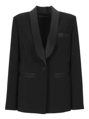 D.exterior Shawl Lapel Single-breasted Blazer - Black