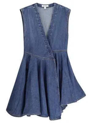 Alaïa Sleeveless V-neck Denim Dress - Blue