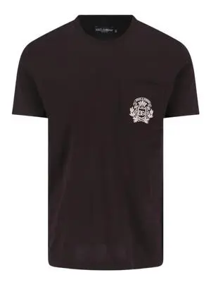 Dolce & Gabbana Dolce Gabbana Logo Embroidered Crewneck T-shirt - Black