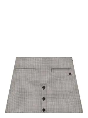COURREGES Houndstooth Buttoned Mini Skirt - Natural/red/black