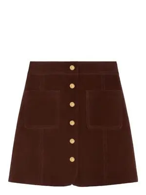 CELINE Celine Short Skirt In Calfskin With Arc De Triomphe Buttons