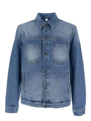Off-White Long-sleeved Denim Trucker Jacket - Blue