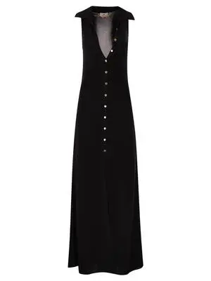 Elisabetta Franchi Embellished Knit Maxi Dress - Black