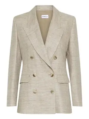 Marella Double-breasted Linen Blazer - Melange Grey
